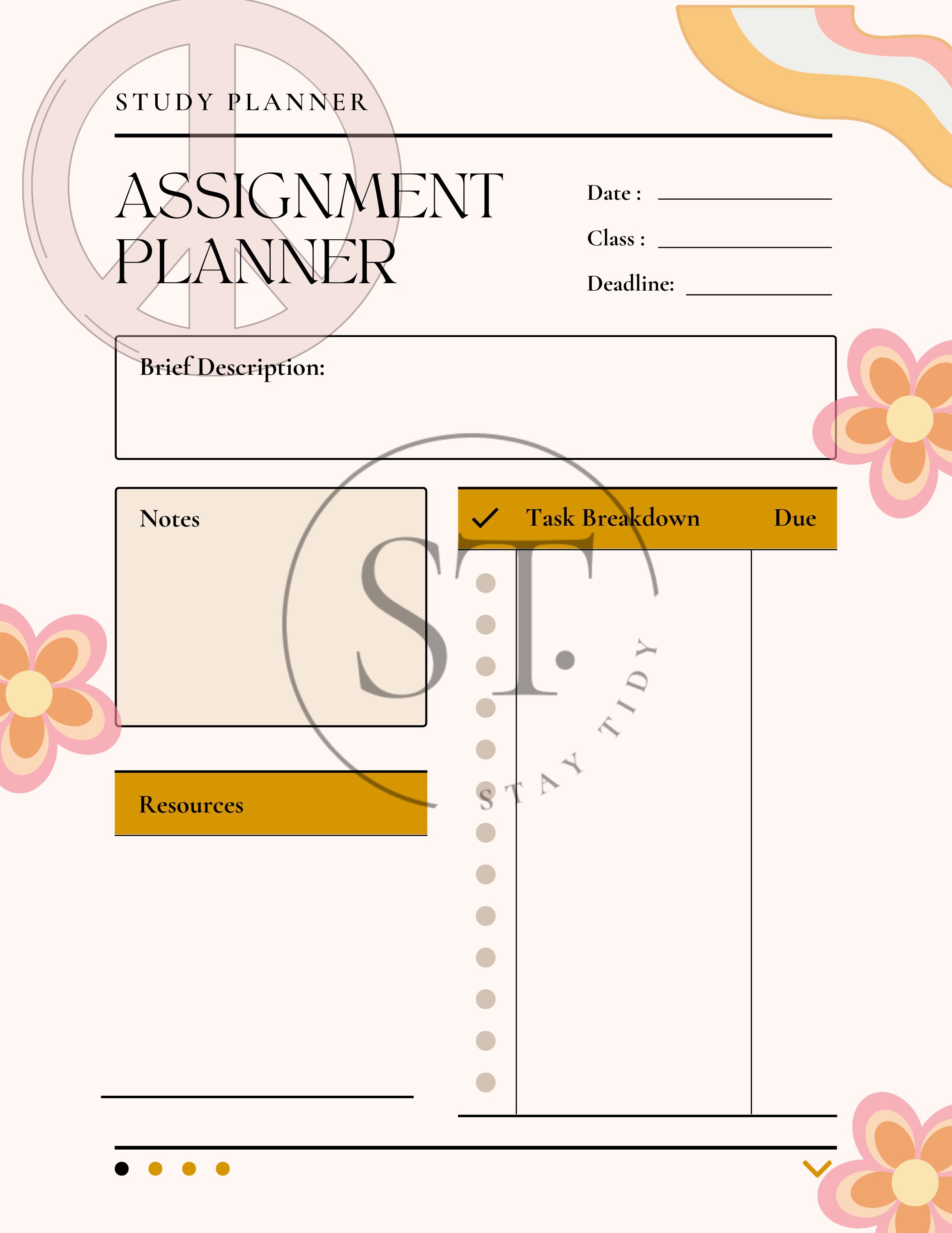 Retro Study Planner Printable, Instant Download, Assignment Planner ...