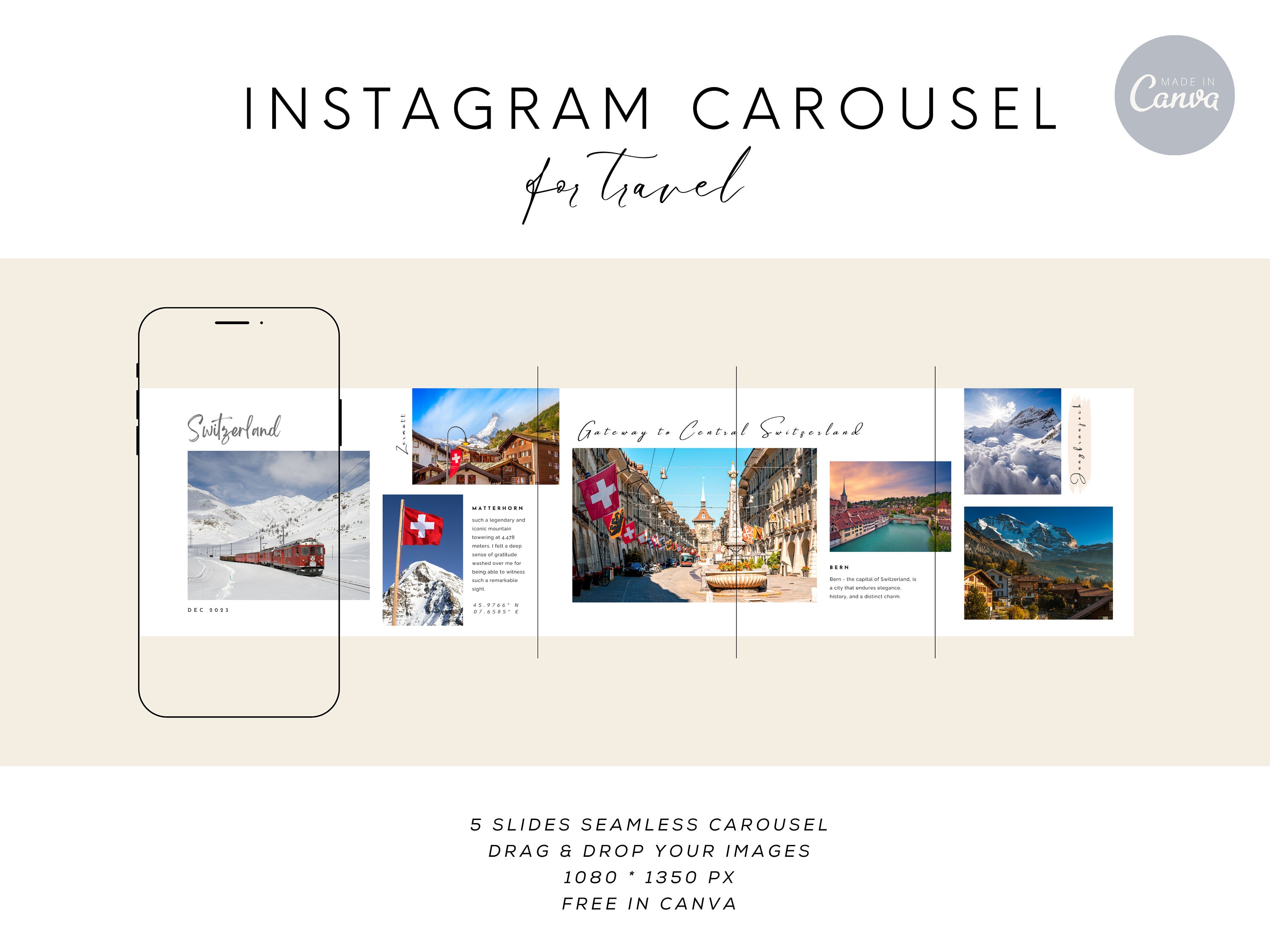 Traveller Instagram Carousel, Canva Instagram Template, Traveller ...