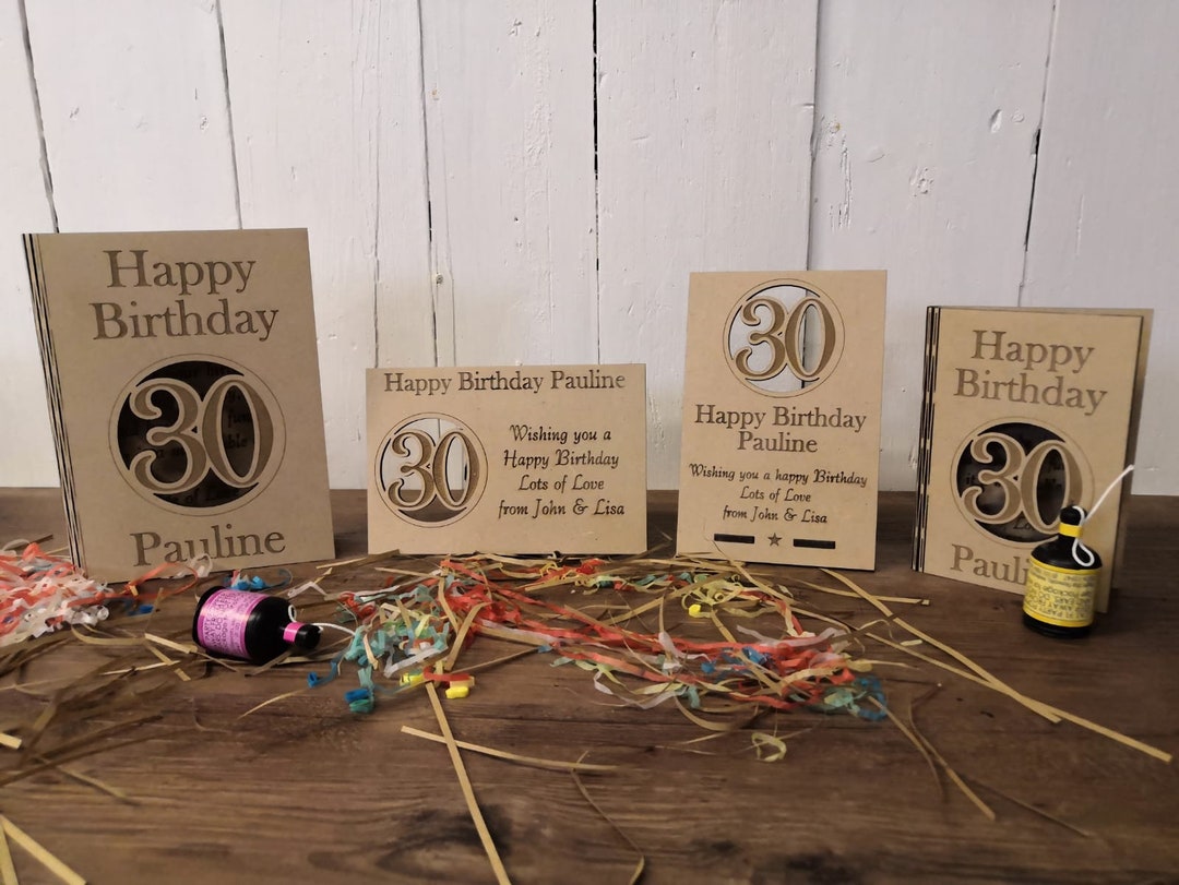 30th Birthday Card Personalised Wooden Laser Cut 30th Birthday - Etsy