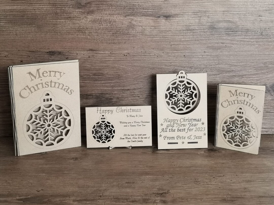 Snowflake Christmas Cards Personalised Wooden Christmas Card With ...