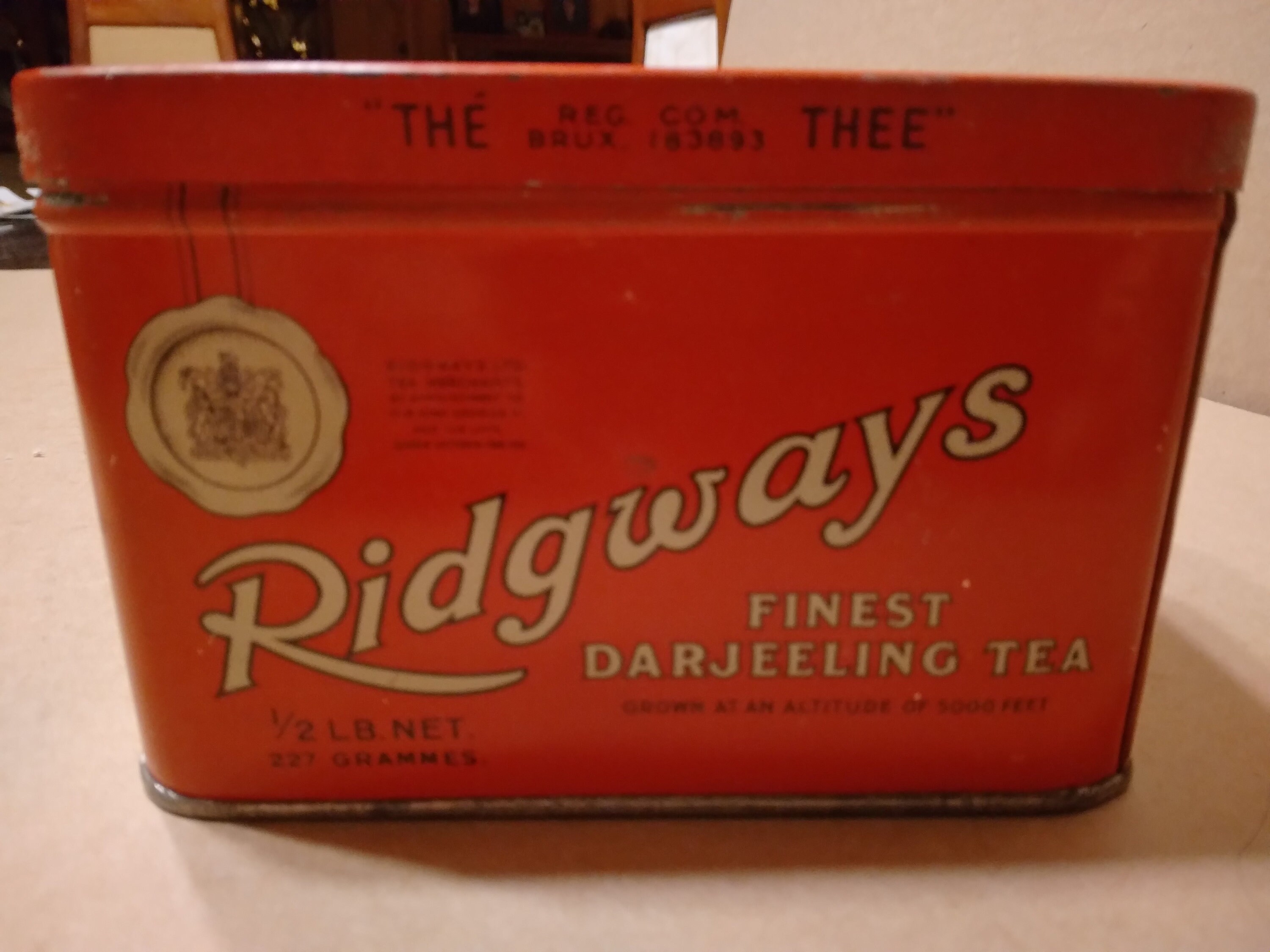 Tin Tea Box, Vintage Famous Red Tea Box, Ridgways Finest Darjeeling Tea ...