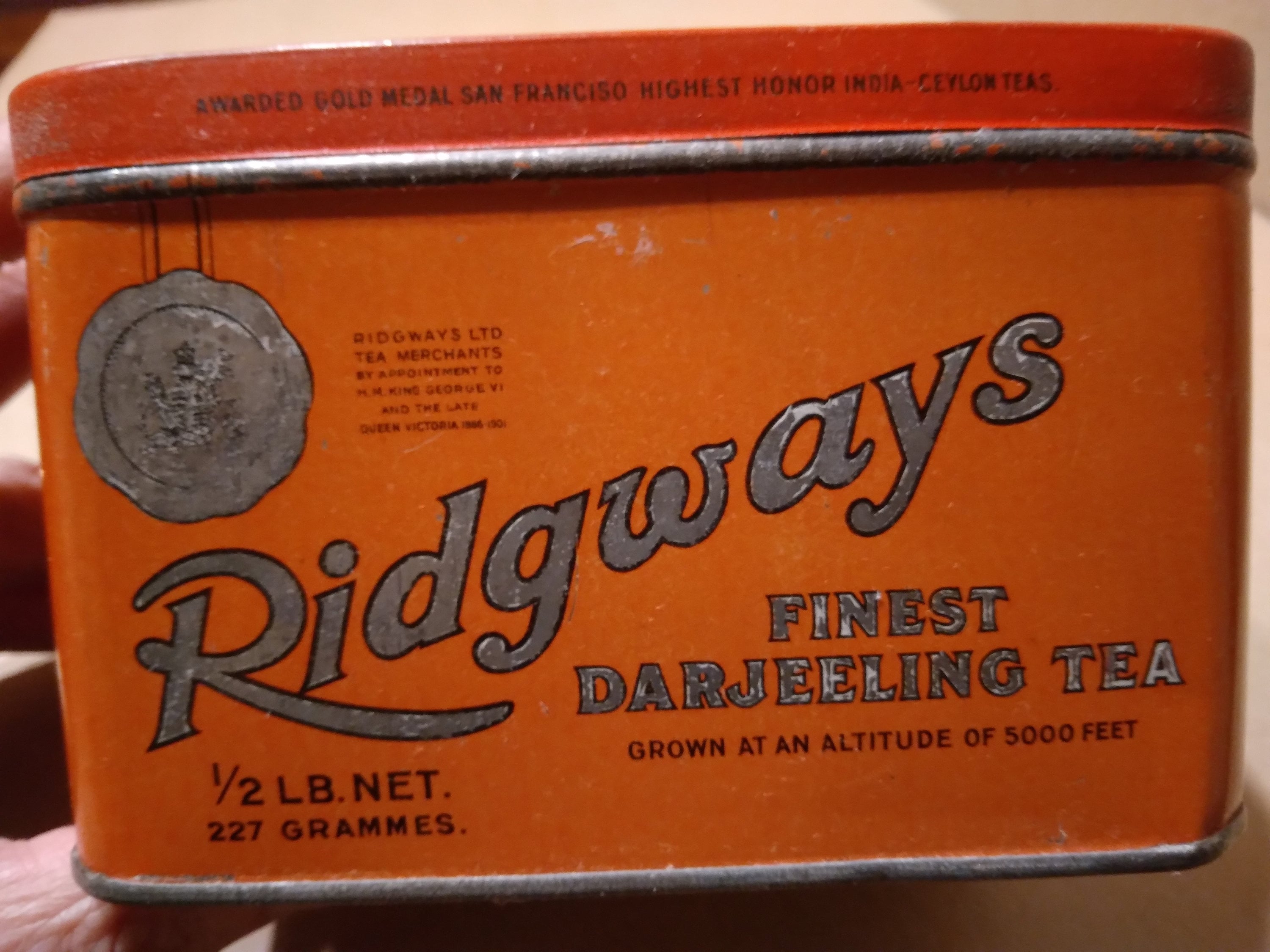 Tin Tea Box, Vintage Famous Red Tea Box, Ridgways Finest Darjeeling Tea ...