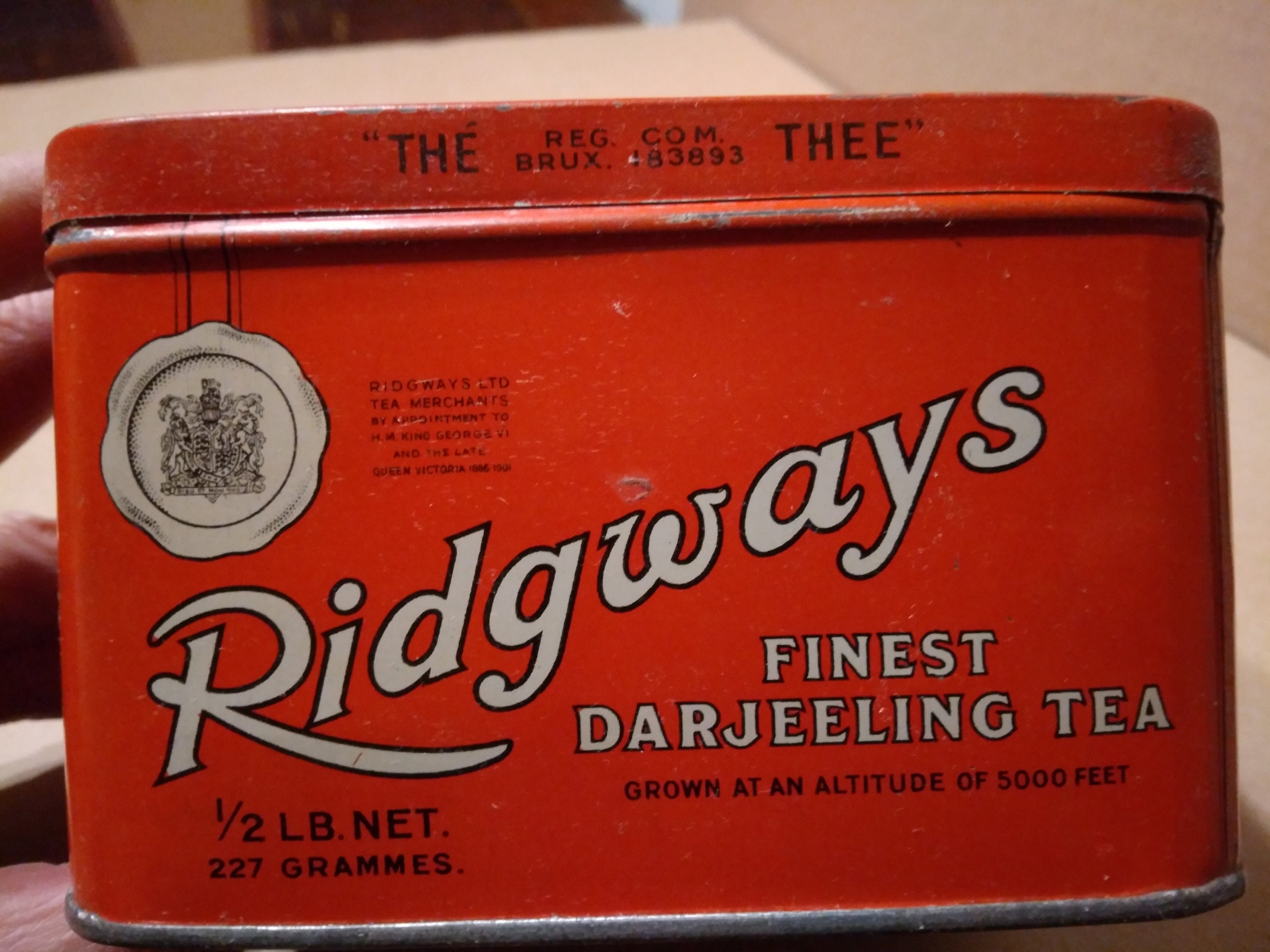 Tin Tea Box, Vintage Famous Red Tea Box, Ridgways Finest Darjeeling Tea ...
