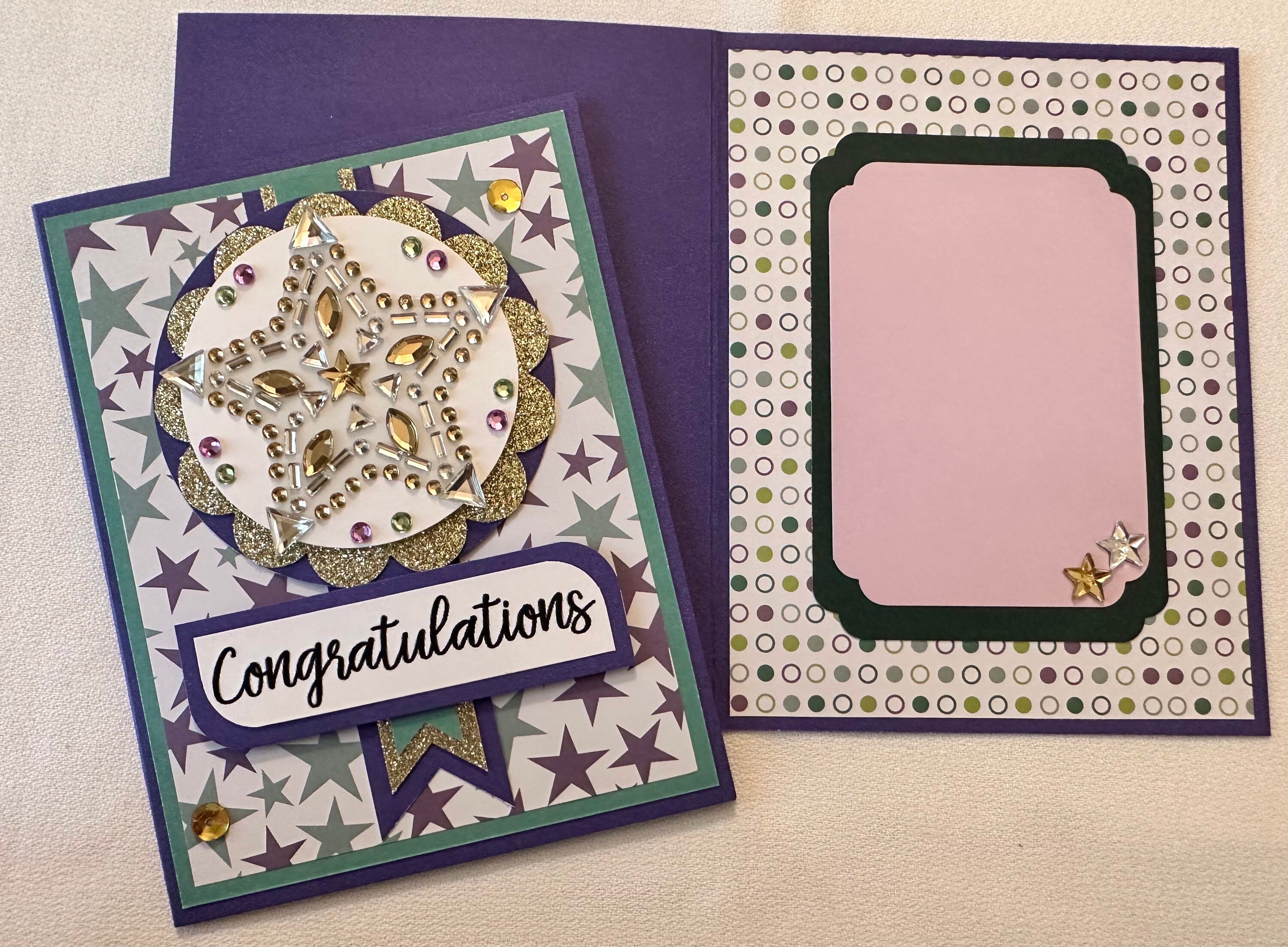 Congratulations Handmade Card, Gold Star Gem Embellishments - Etsy