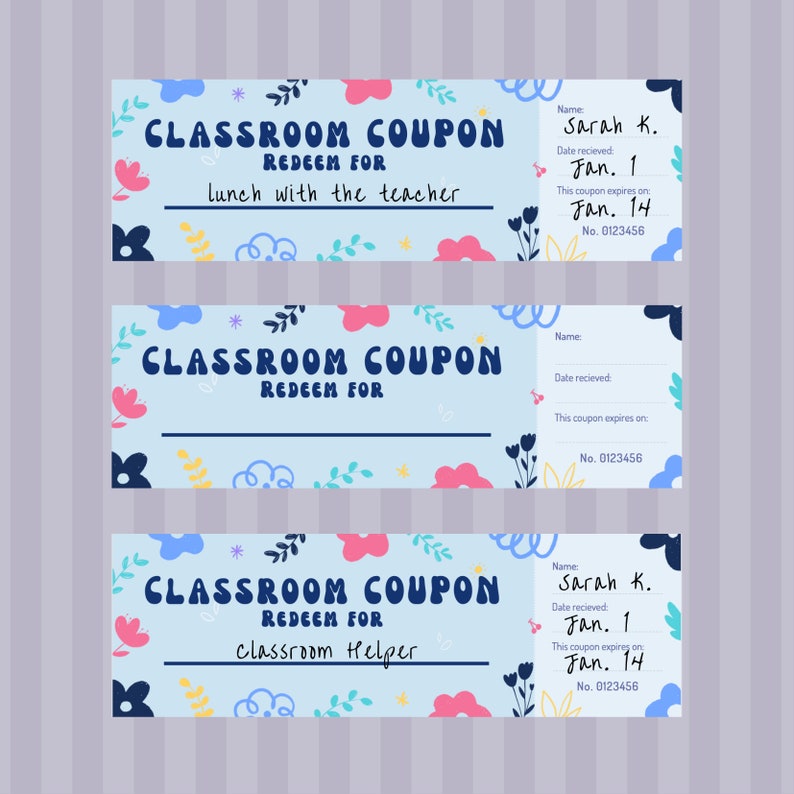 Customizable, Classroom Coupon, Reward System, Digital Template - Etsy
