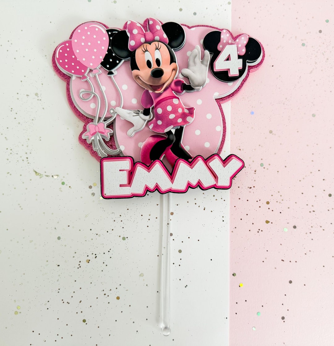 3D Minnie Mouse Cake Topper Custom Name and Age , Minnie Mouse Party ...
