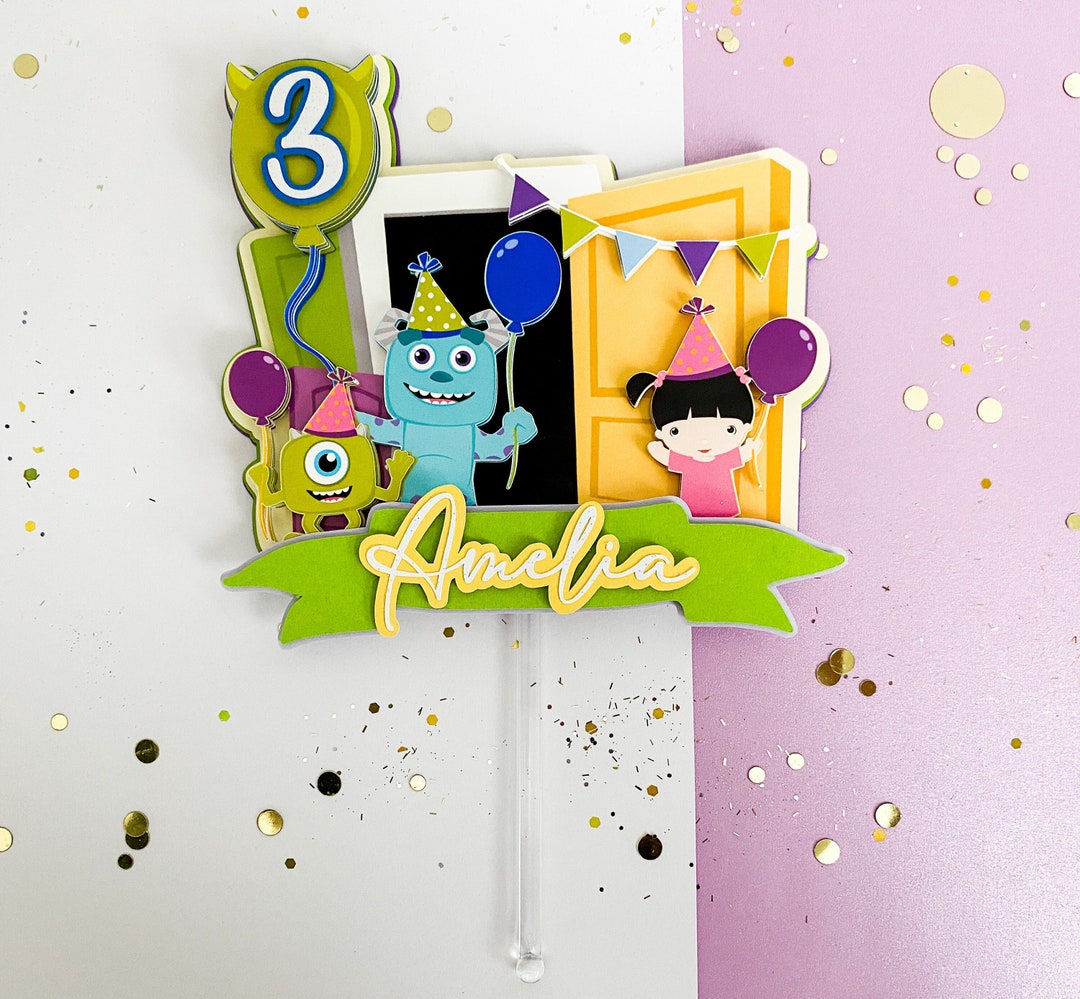 3D Monsters Inc Cake Topper Custom Name and Age Monsters - Etsy