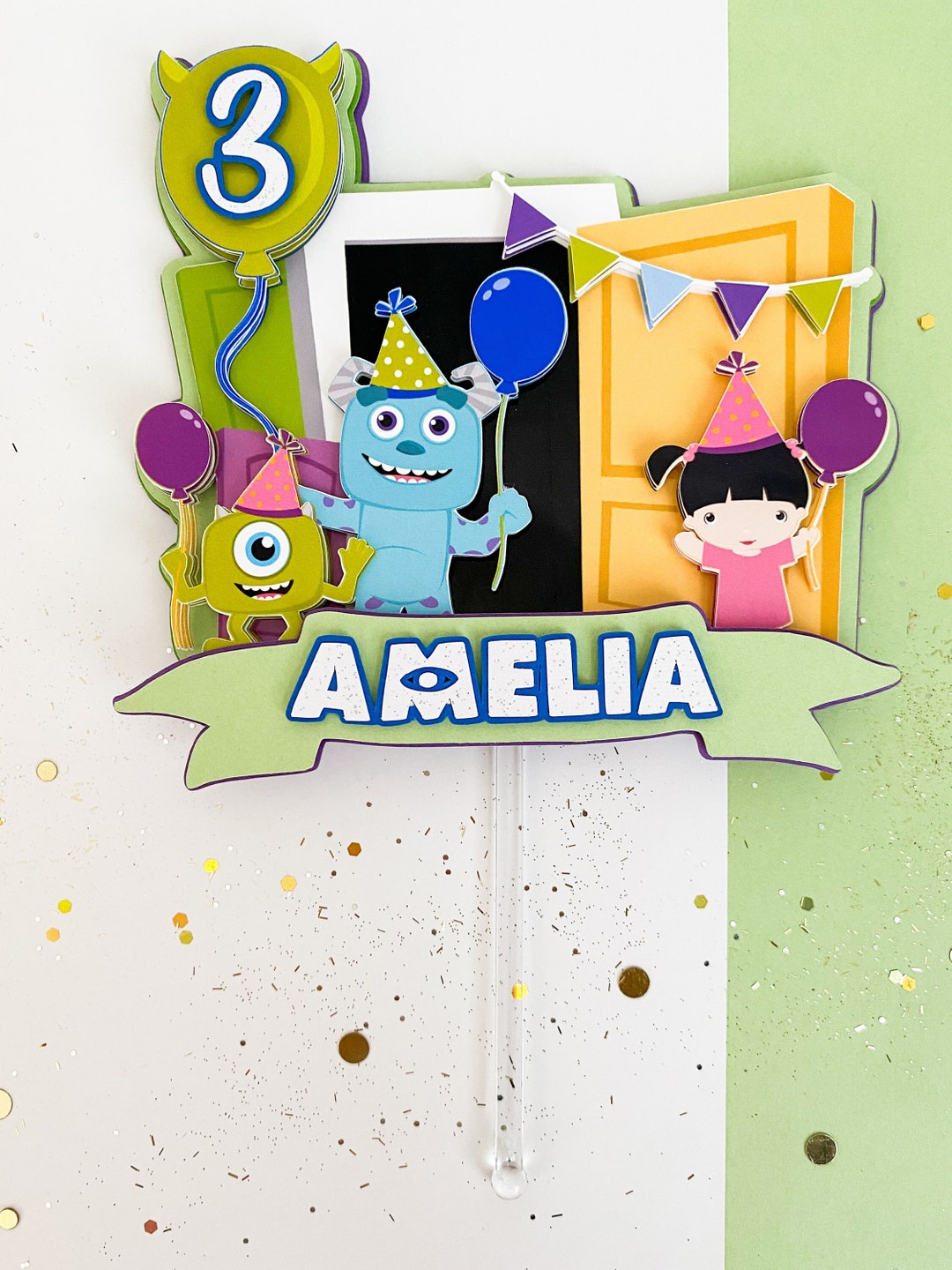 3D Monsters Inc Cake Topper Custom Name and Age , Monsters Inc Party ...