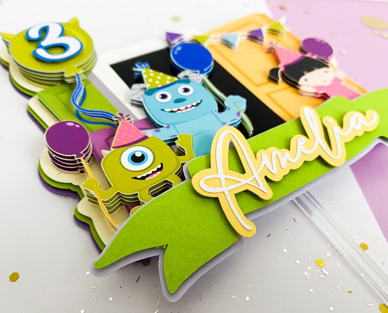 3D Monsters Inc Cake Topper Custom Name and Age Monsters - Etsy