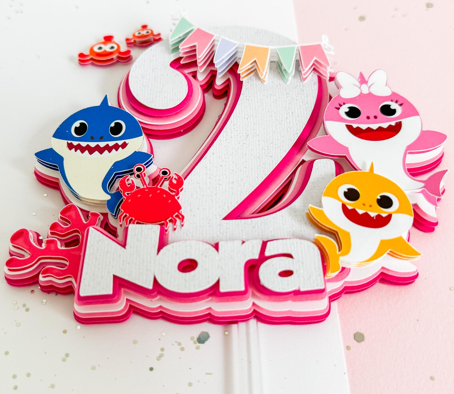 3D Baby Shark Cake Topper, Baby Shark Birthday Party, Baby Shark Party ...