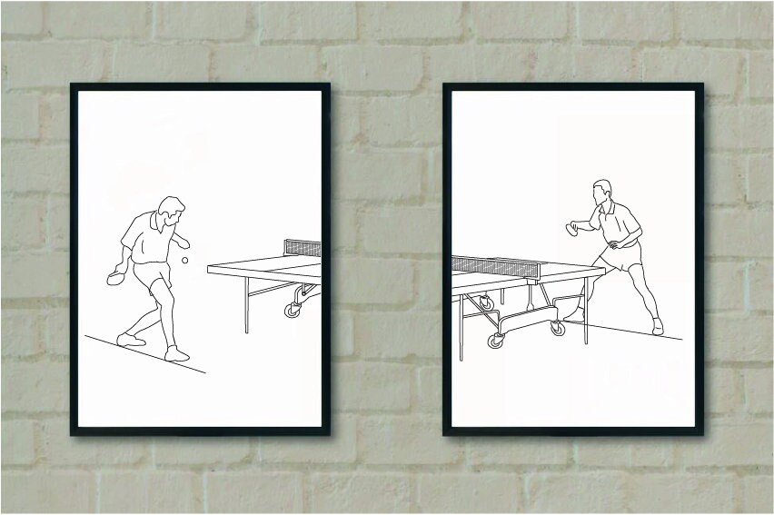 Minimalist Table Tennis Line Art, Olympic Sports, Ping Pong Ball, Net ...