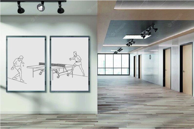 Minimalist Table Tennis Line Art, Olympic Sports, Ping Pong Ball, Net ...