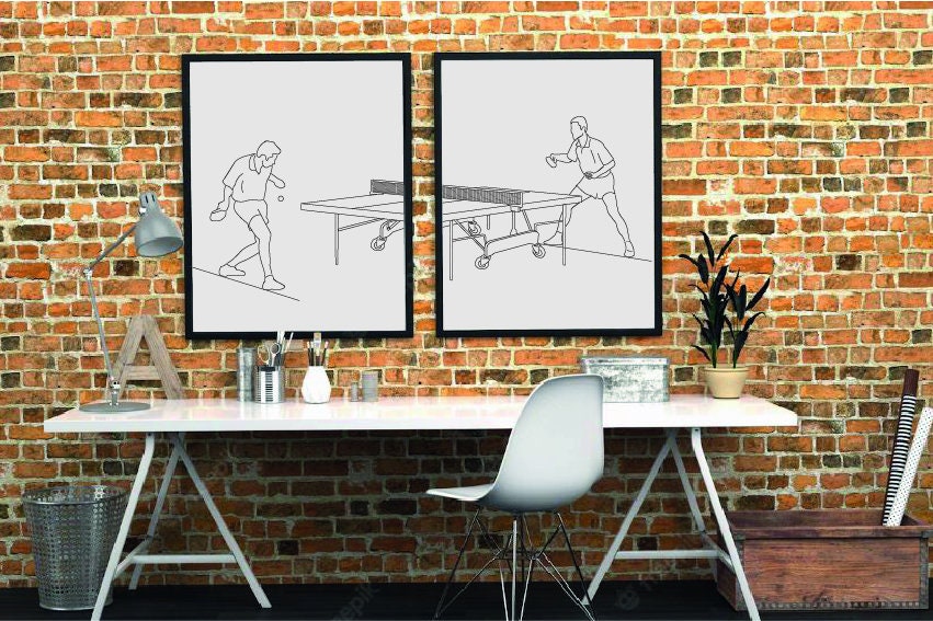 Minimalist Table Tennis Line Art, Olympic Sports, Ping Pong Ball, Net ...