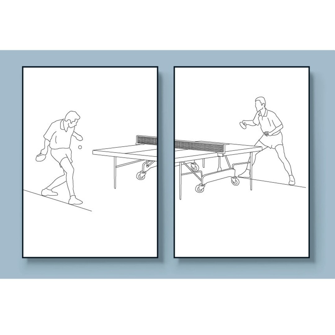 Minimalist Table Tennis Line Art, Olympic Sports, Ping Pong Ball, Net ...