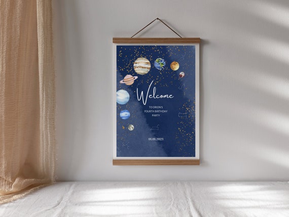 Space Welcome Sign Editable Printable Invitation Template - Etsy