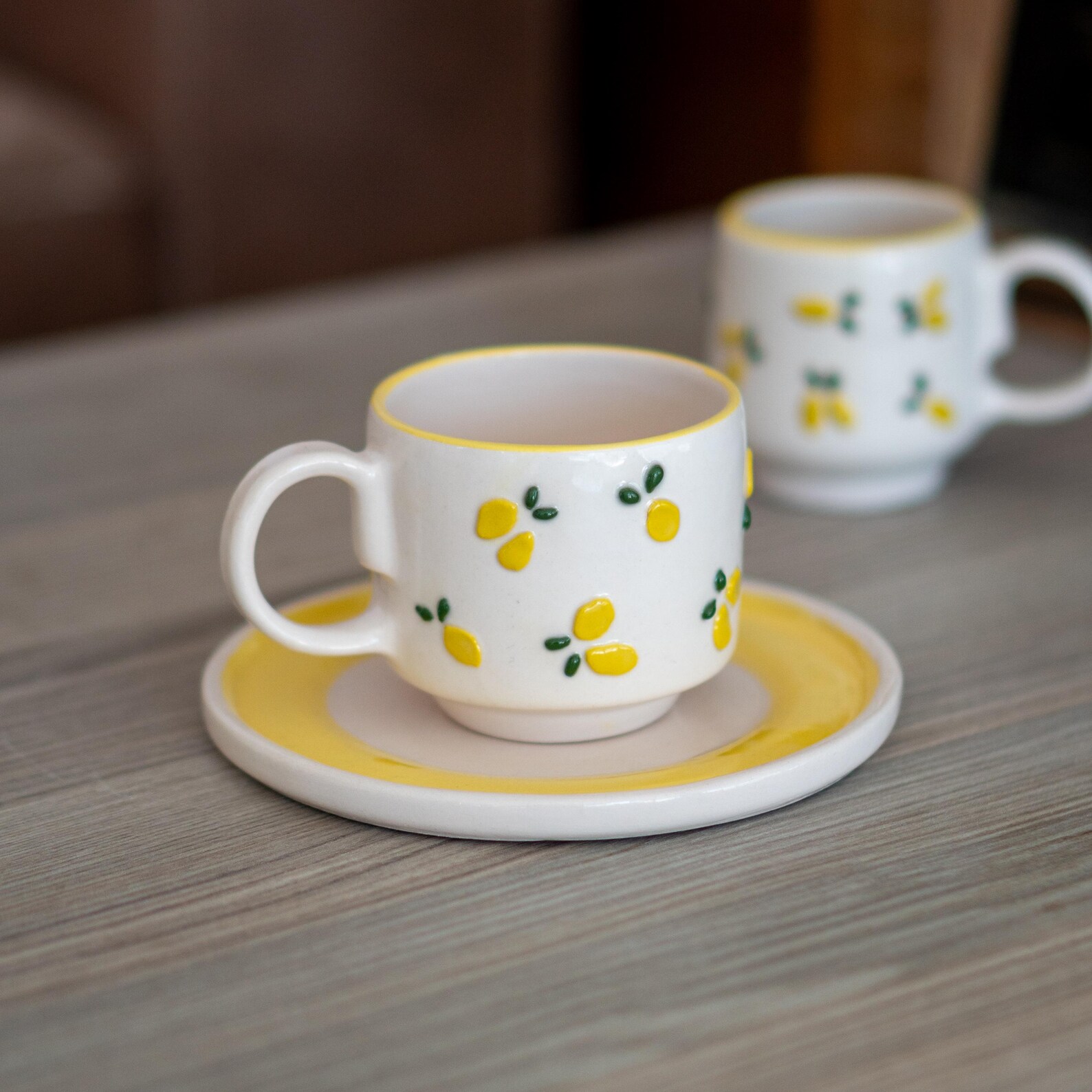 Espresso Cup Saucer- Lemon Dream, Pottery Mug, Handmade Ceramic Cup - Etsy