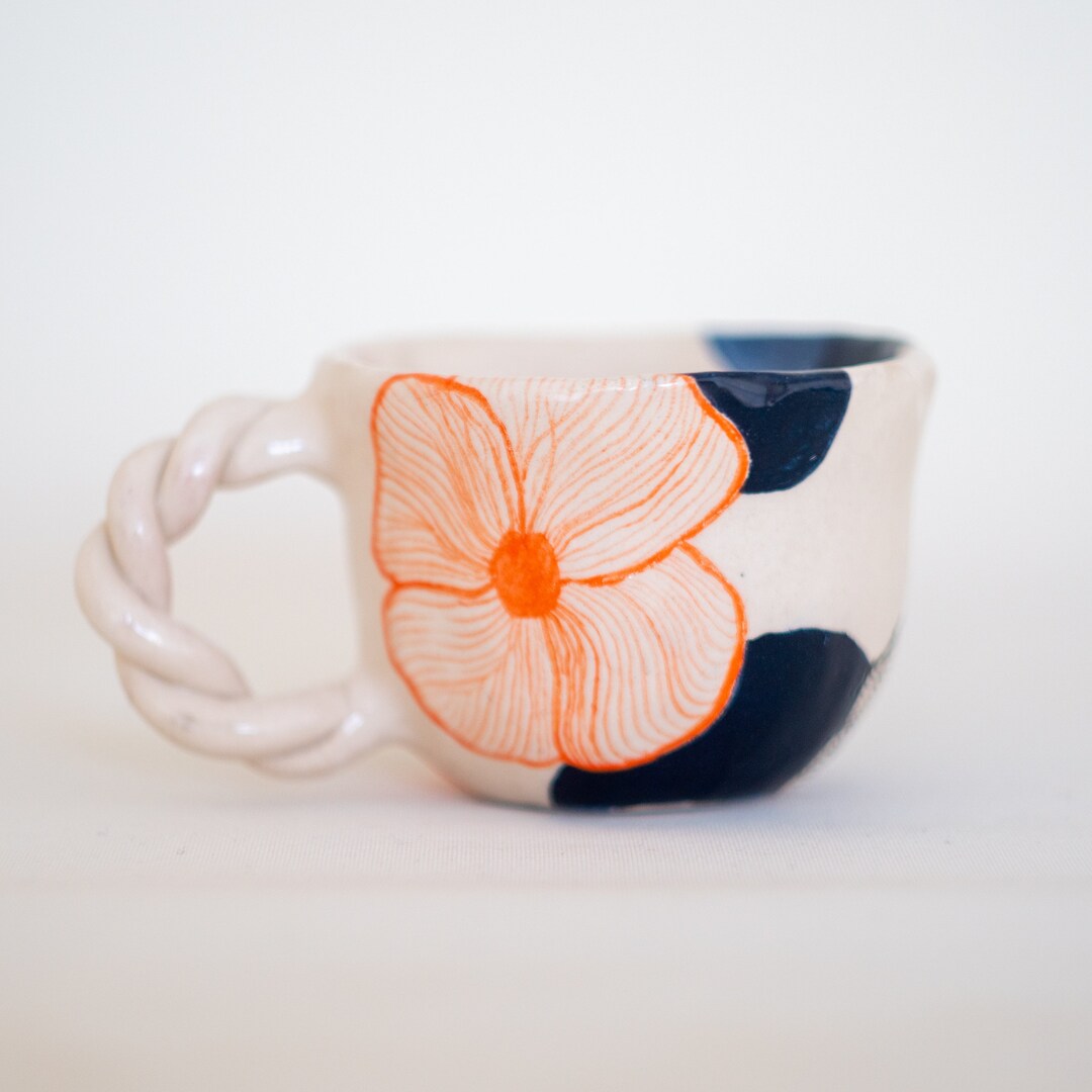 Floral Tea Cup Coffee Mug, Handmade Ceramic Coffee Cup, Handmade ...