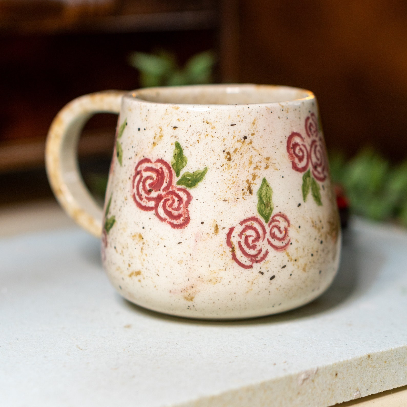 Rose Flower Pottery Mug - Ceramic Mug, Handmade Coffee Mug, Blossom ...