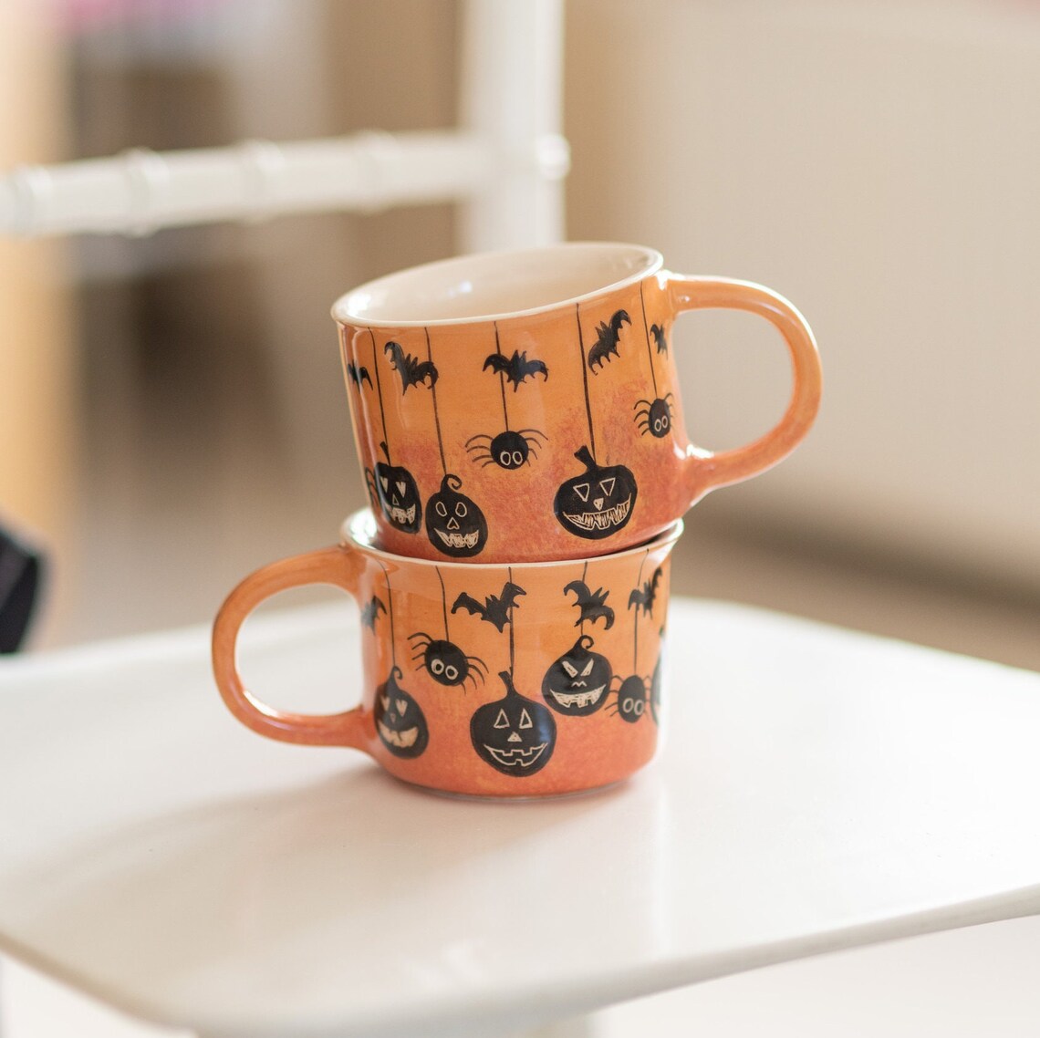 Halloween Mug, Handmade Halloween Gift, Pumpkin Mug - Etsy