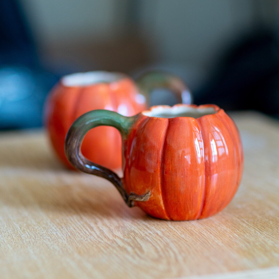 Pumpkin Mug, Halloween Decoration Pottery Pumpkin Cup, Fall Decor ...