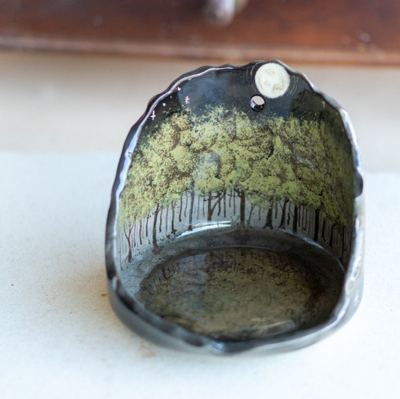 Wall Sconce Candle Holder - Ceramic Wall Art, Forest and Night Theme ...