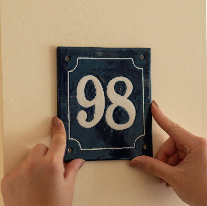 Customized - House Number Sign, House Number Plaque, Handmade Ceramic ...