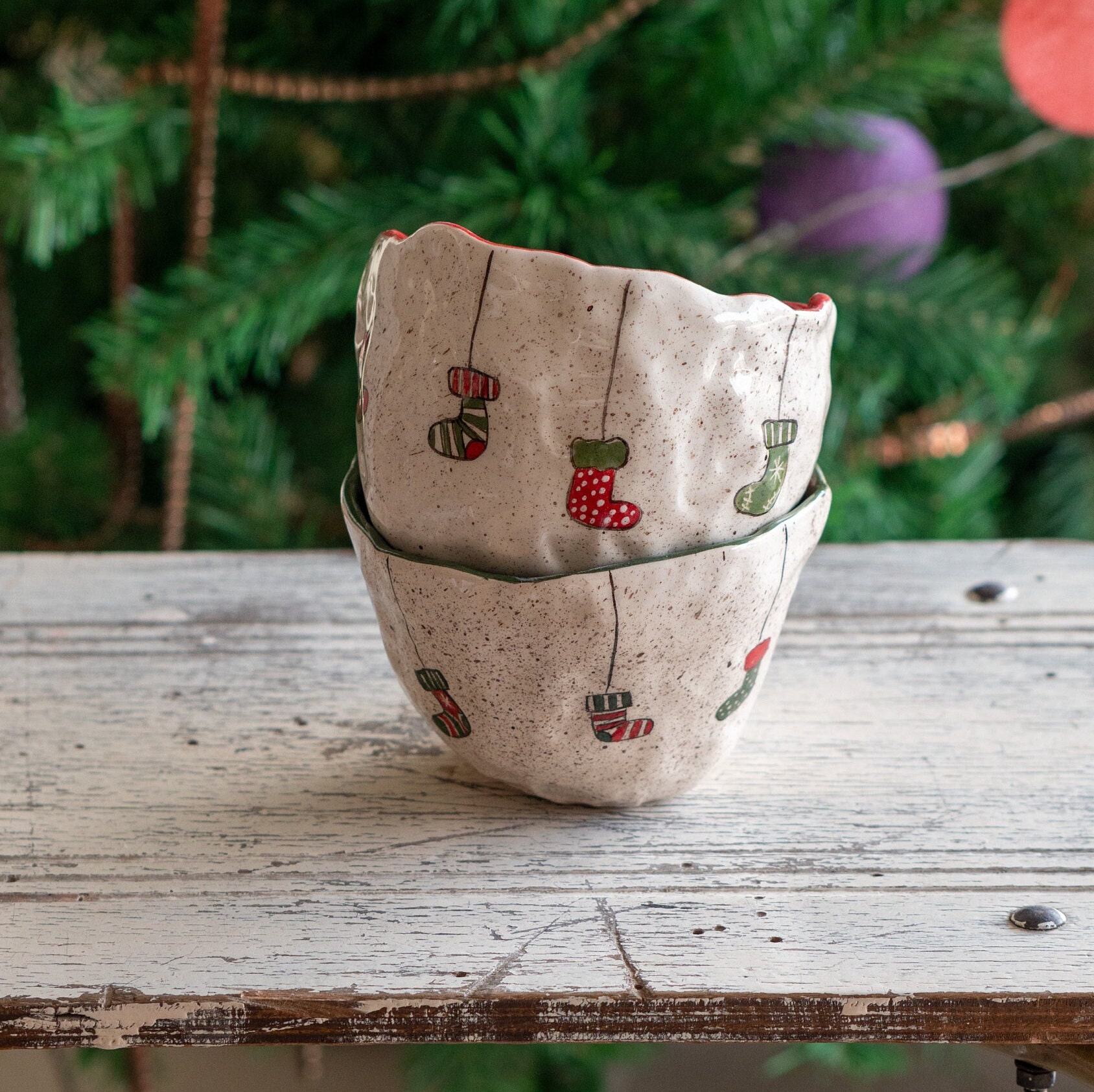 Christmas Socks Pottery Mug, Christmas Gift Coffee Mug, Handmade Gift ...