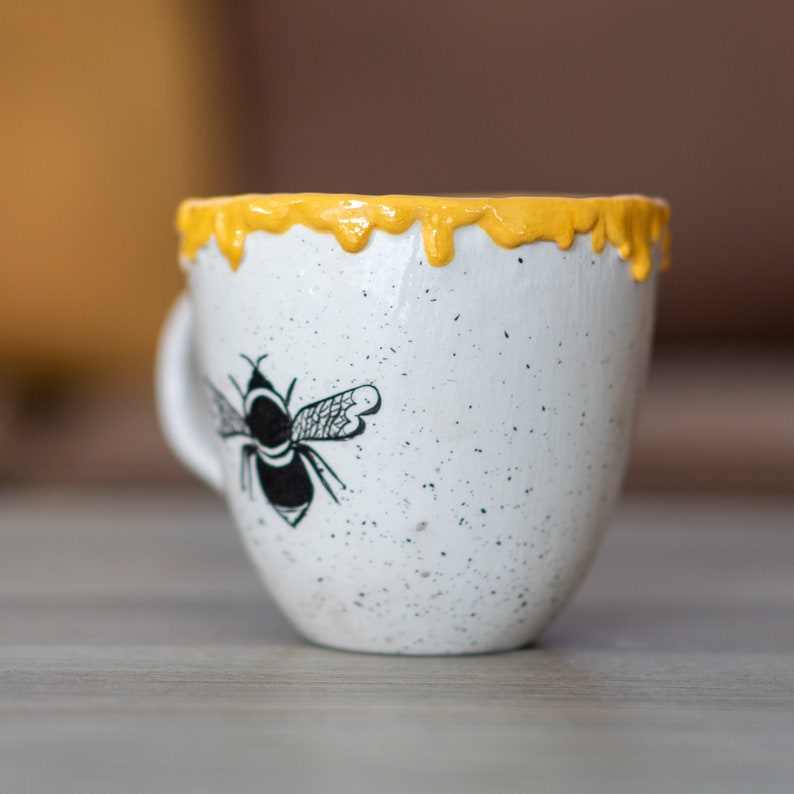 Pottery Mug - Honey and Bee, Ceramic Coffee Mug, Beehive Mug, Handmade ...