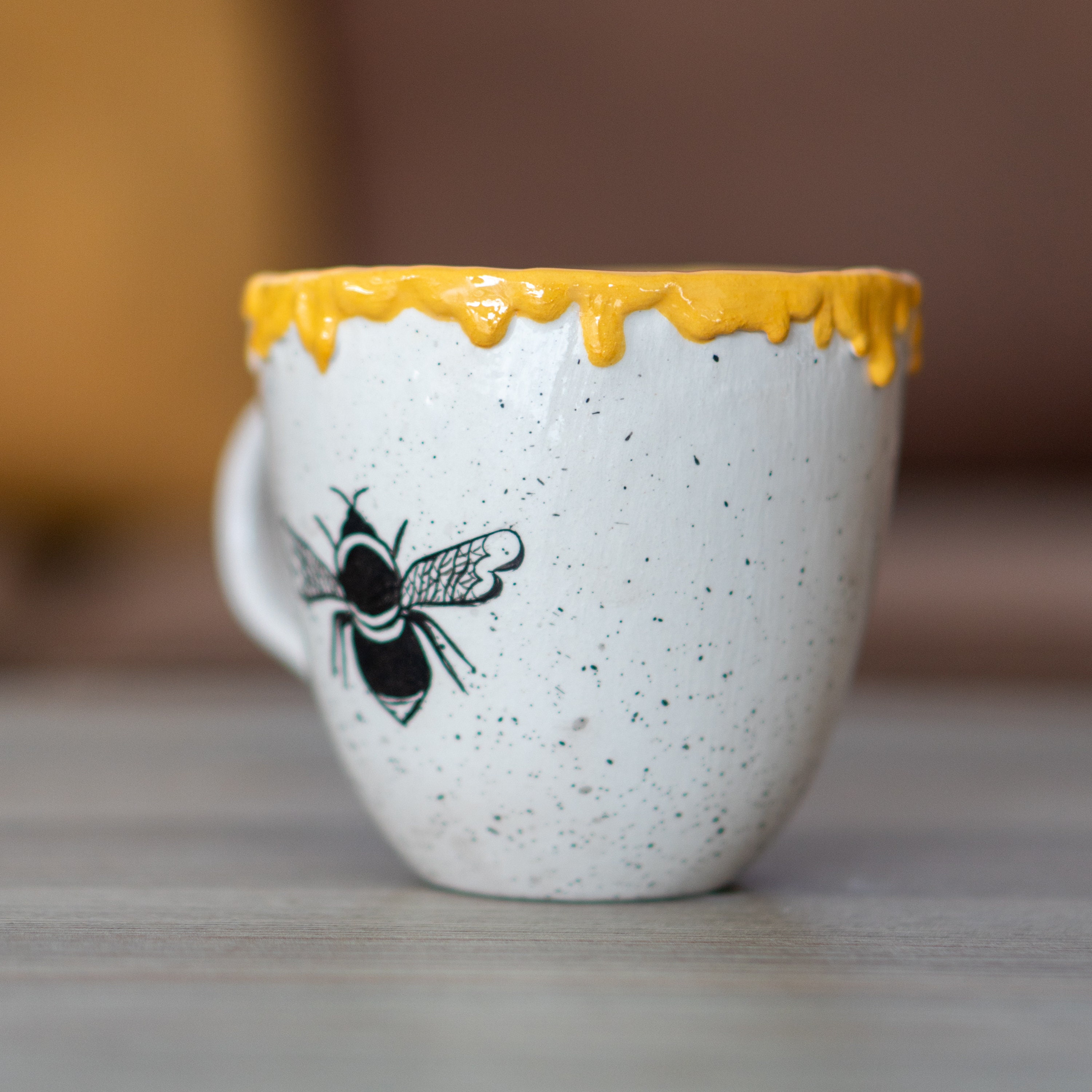 Pottery Mug - Honey and Bee, Ceramic Coffee Mug, Beehive Mug, Handmade ...