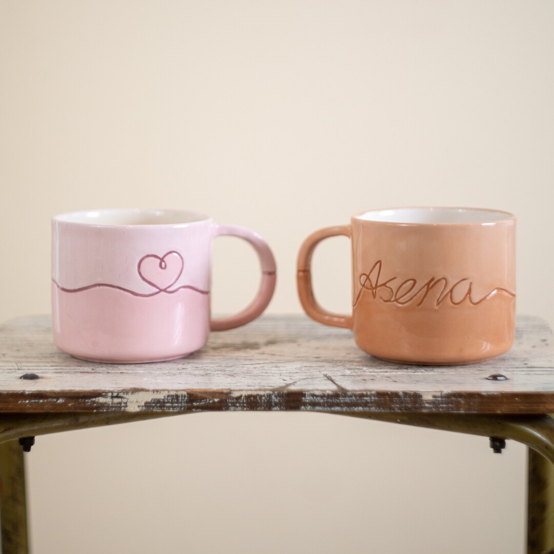 Personalized Hand-painted Ceramic Coffee Mug: Custom Text Gift - Etsy