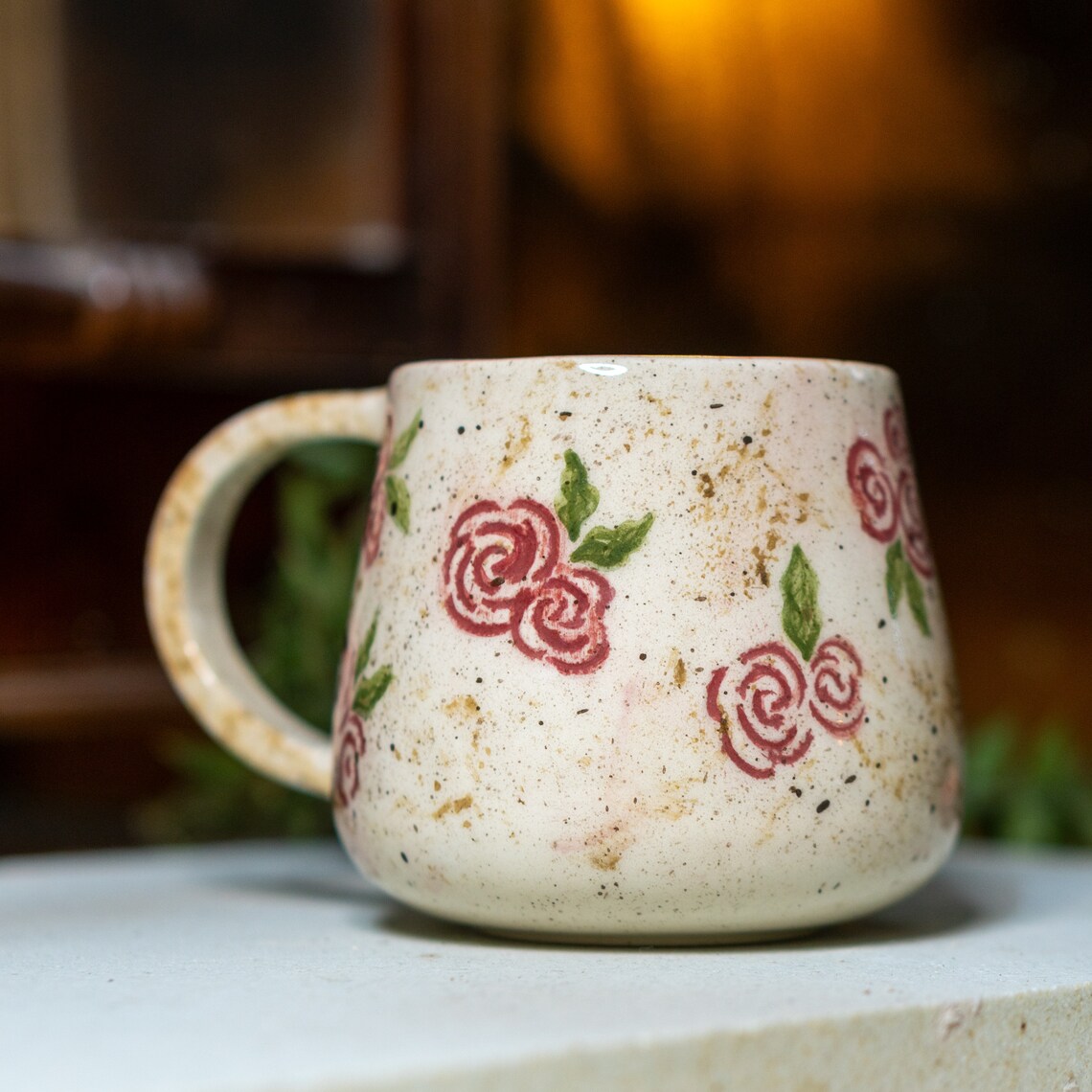 Rose Flower Pottery Mug - Ceramic Mug, Handmade Coffee Mug, Blossom ...
