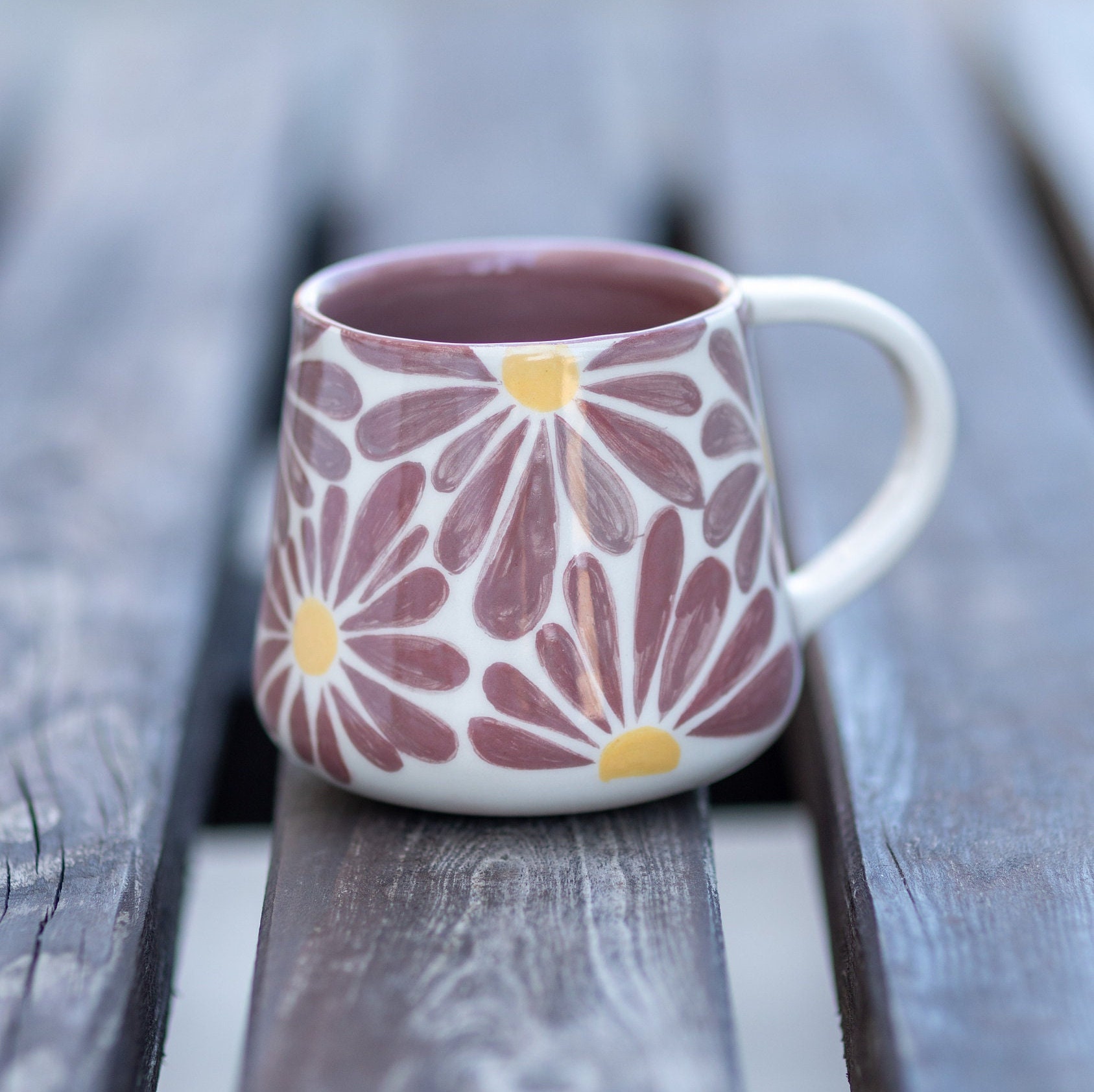 Flowers Coffee Mug, Handmade Large Mug, Ceramic Coffee Mug - Etsy