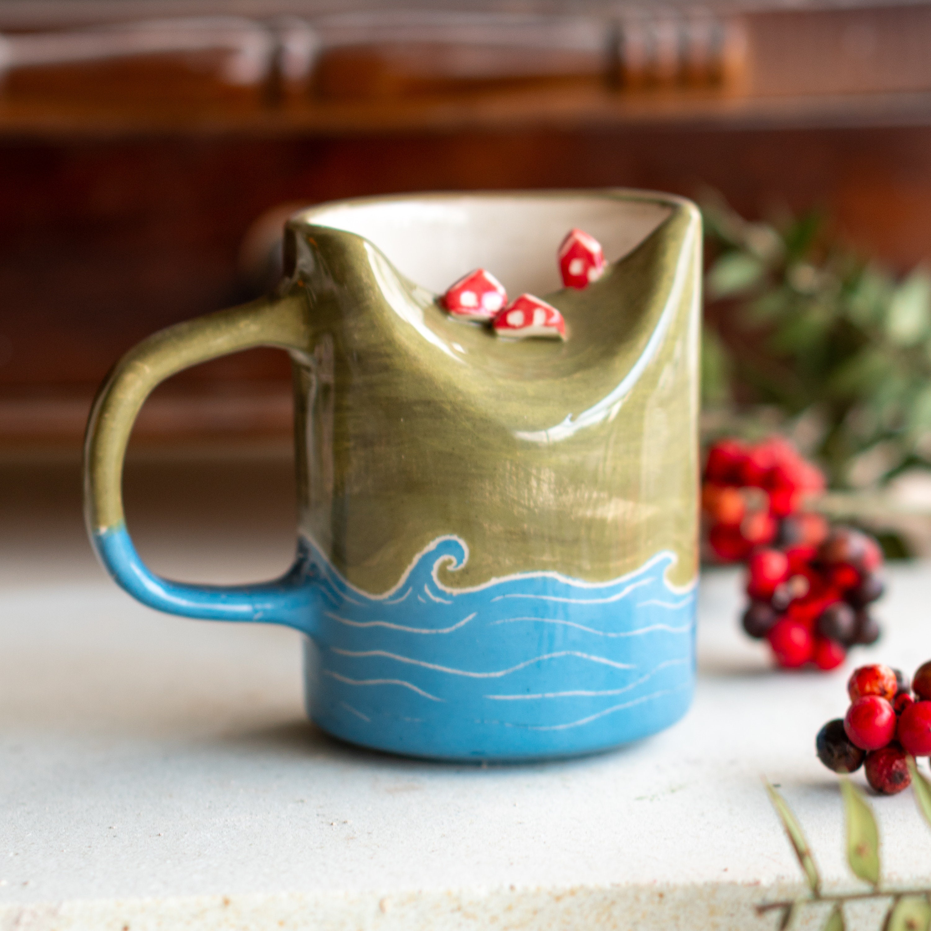 Unique Pottery Mug - Handmade Gift, Ceramic Coffee Mug, Mountain and ...