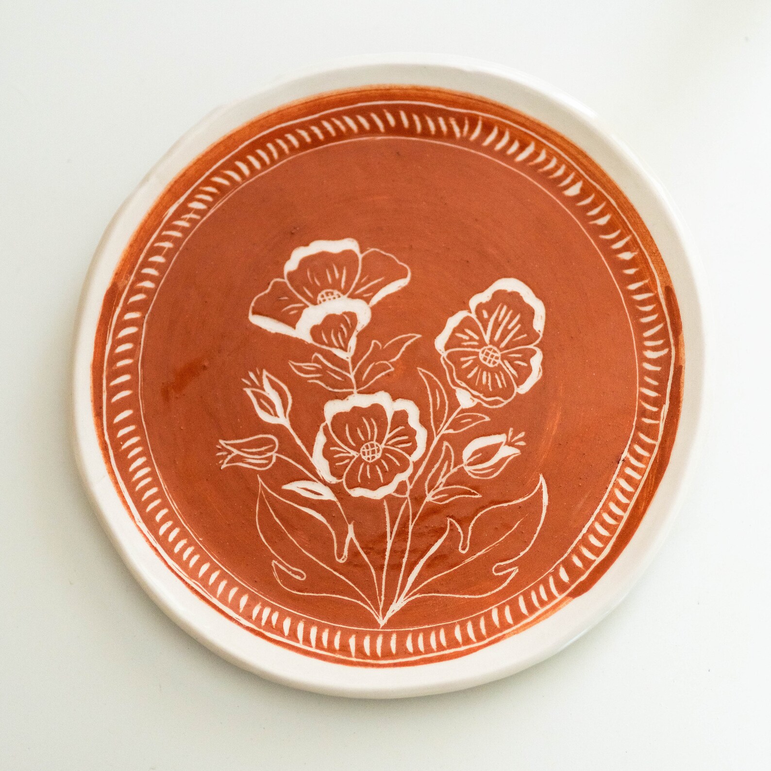 Handmade Dinnerware, Floral Plate Set, Terracotta Ceramic Dinnerware ...