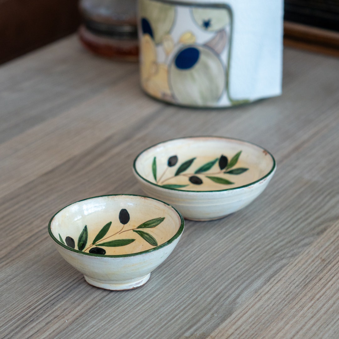 Olive Dish Set - Handmade Breakfast Bowl, Ceramic Pottery Plate ...