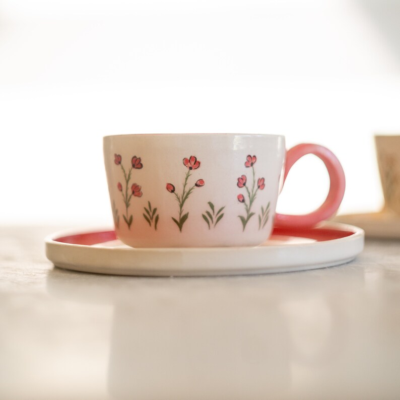 Espresso Cup Set, Floral Mug, Handmade Floral Decor - Etsy