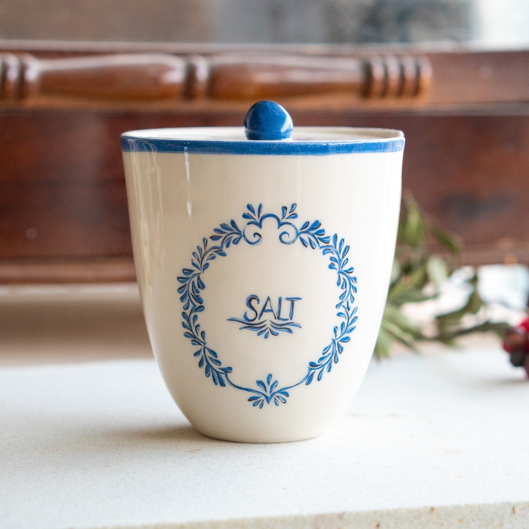 Jar With Lid - Salt Sugar Coffee Jar, Handmade Vintage Jar Set, Salt ...