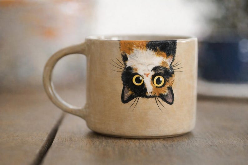 Cat Mug – Handmade Ceramic Funny Coffee Mug, Whimsical Cat Lover Gift ...