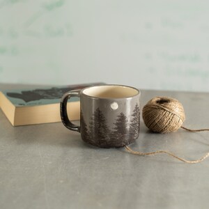 Forest Coffee Mug Night Theme Coffee Pottery Handmade Tree Painted ...