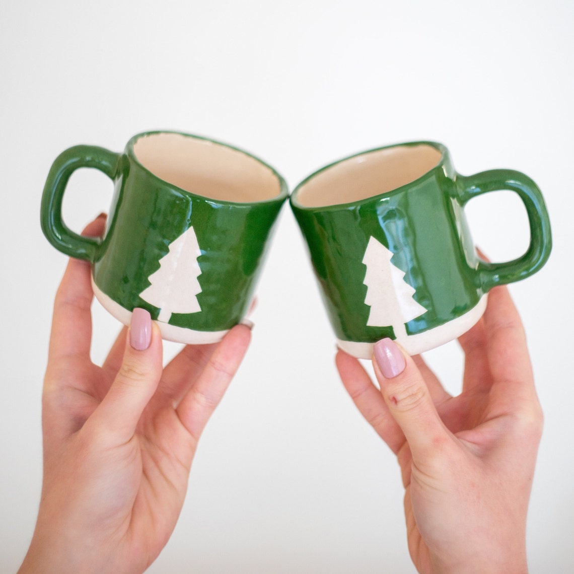 Christmas Ceramic Mug - Winter Mug, Pine Tree Decorated Coffee Mug ...
