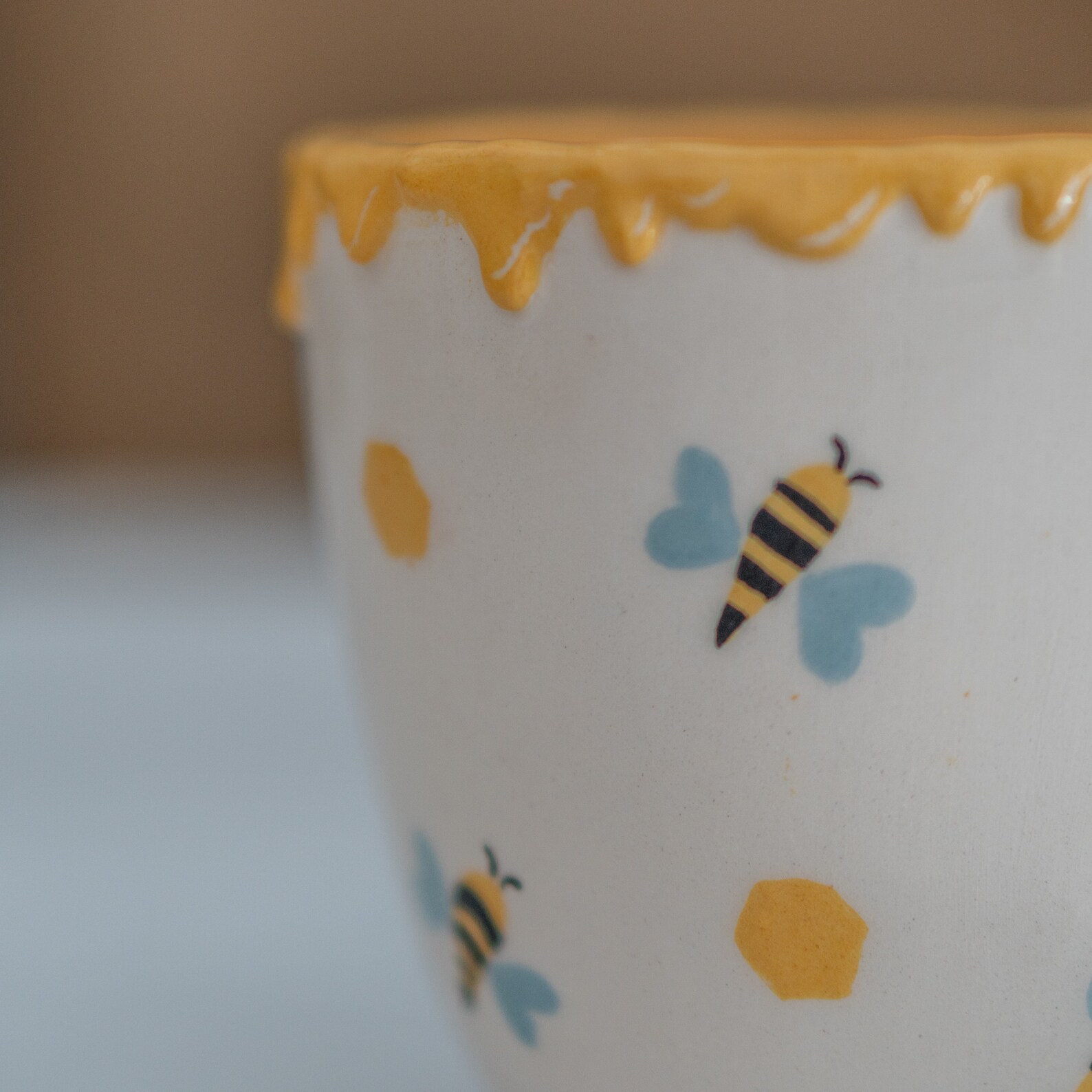Pottery Mug - Honey and Bee Ceramic Mug, Handmade Coffee Mug, Unique ...