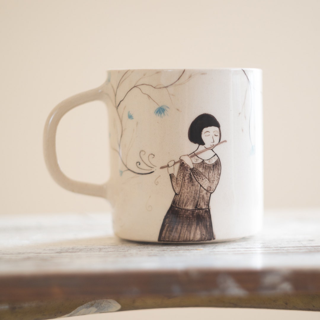 Handmade Lizzo Inspired Musician Mug - Minimalist Flute Player Design ...