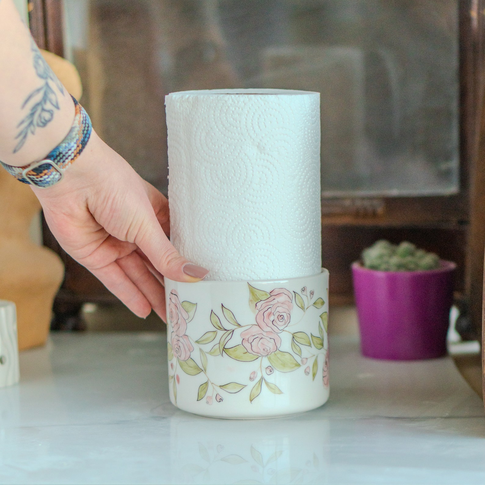 Towel Rack - Paper Towel Holder, Floral Gifts, Handmade Home Decor - Etsy