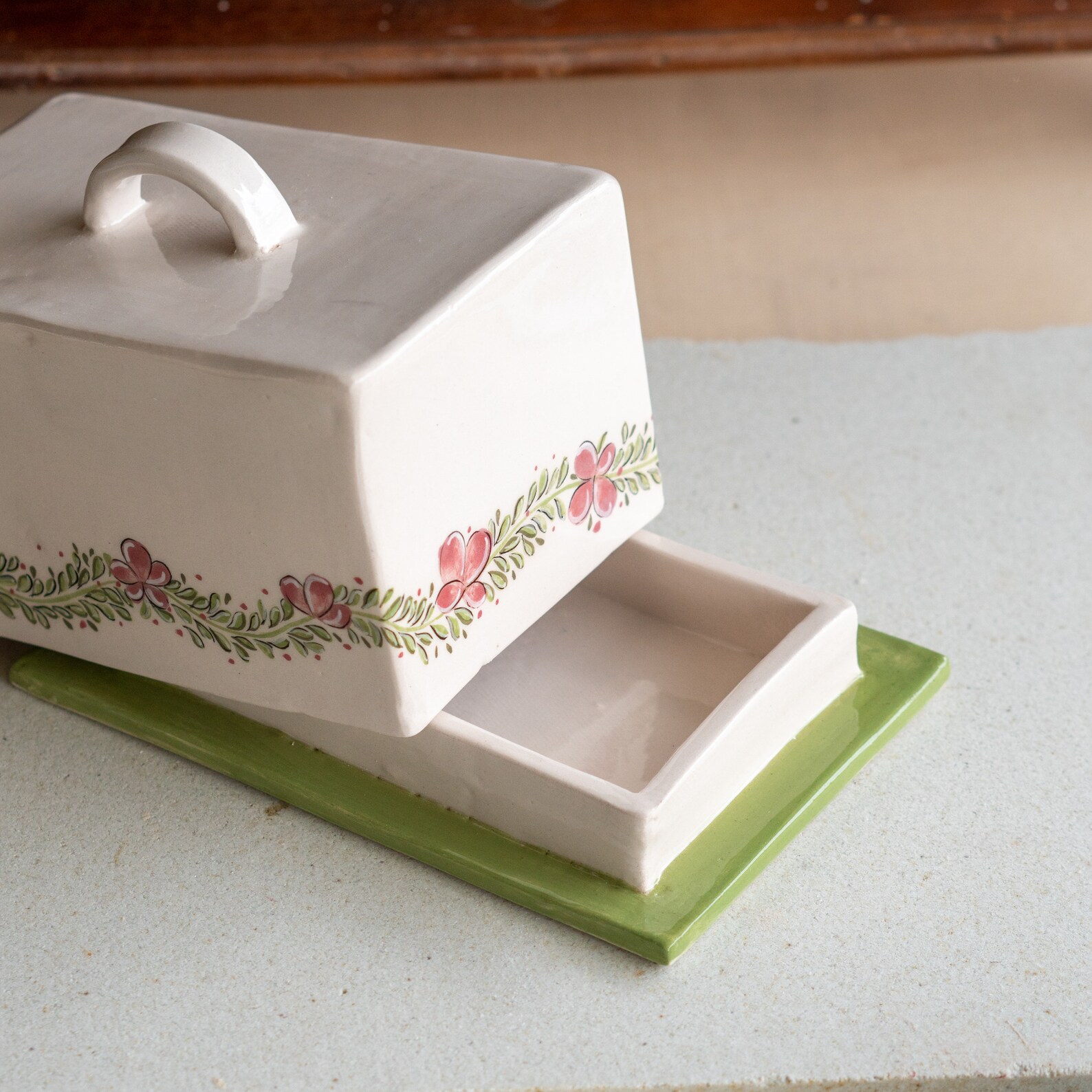 Butter Dish With Lid - Ceramic Butter Plate, Pottery Butter Holder ...