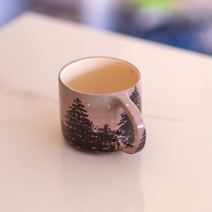 Forest Coffee Mug | Night Theme Coffee Pottery | Handmade Tree Painted ...