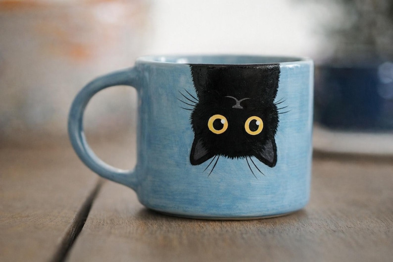 Cat Mug – Handmade Ceramic Funny Coffee Mug, Whimsical Cat Lover Gift ...