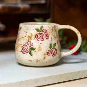 Rose Flower Pottery Mug - Ceramic Mug, Handmade Coffee Mug, Blossom ...