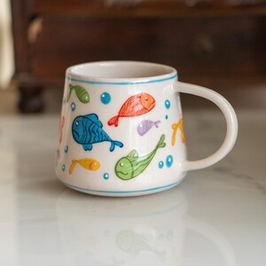 Fish Mug - Cute Handmade Mug, Pottery Coffee Mug, Sea Decorated Mug - Etsy