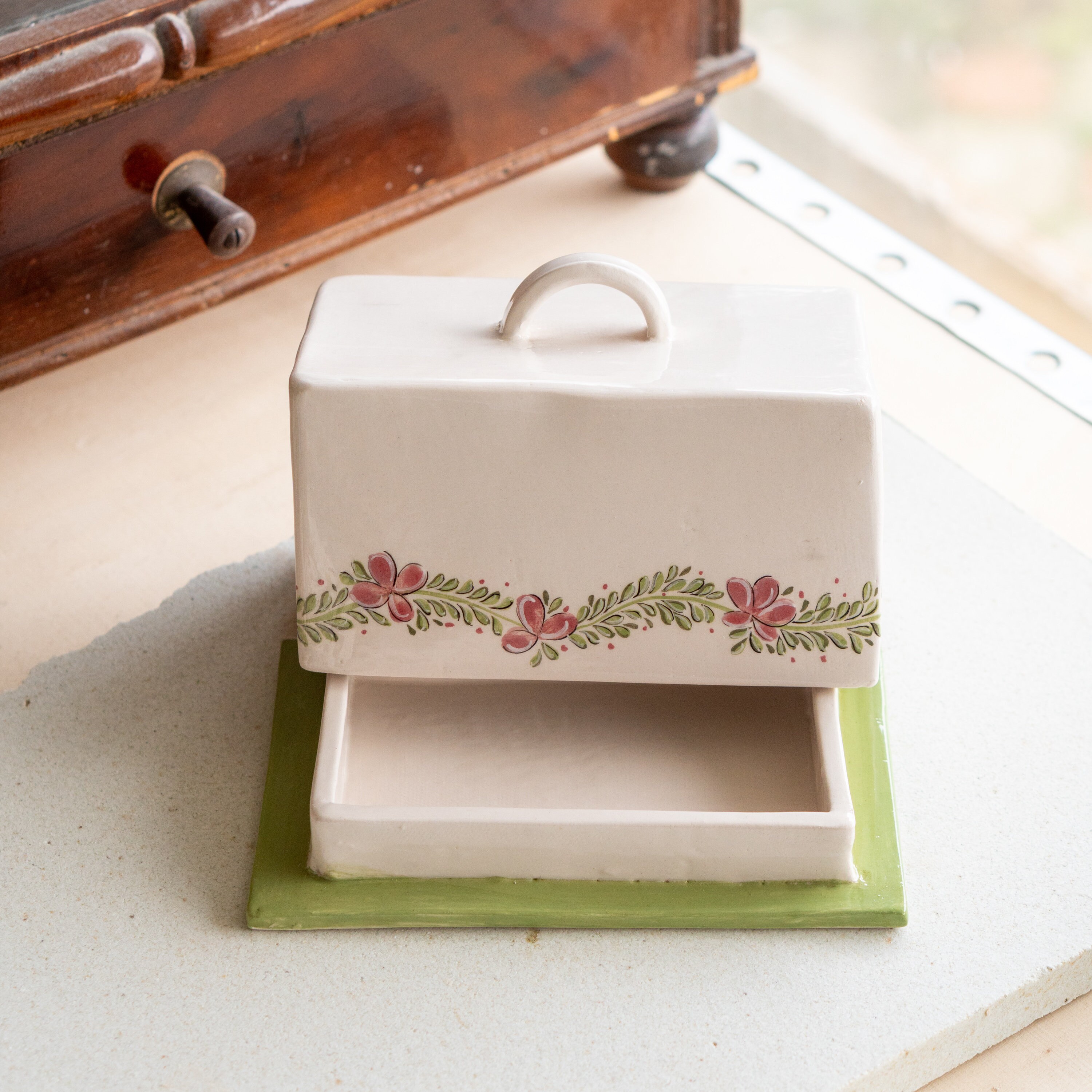 Butter Dish With Lid - Ceramic Butter Plate, Pottery Butter Holder ...