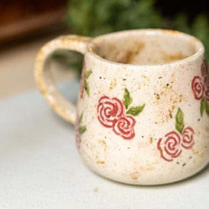 Rose Flower Pottery Mug - Ceramic Mug, Handmade Coffee Mug, Blossom ...
